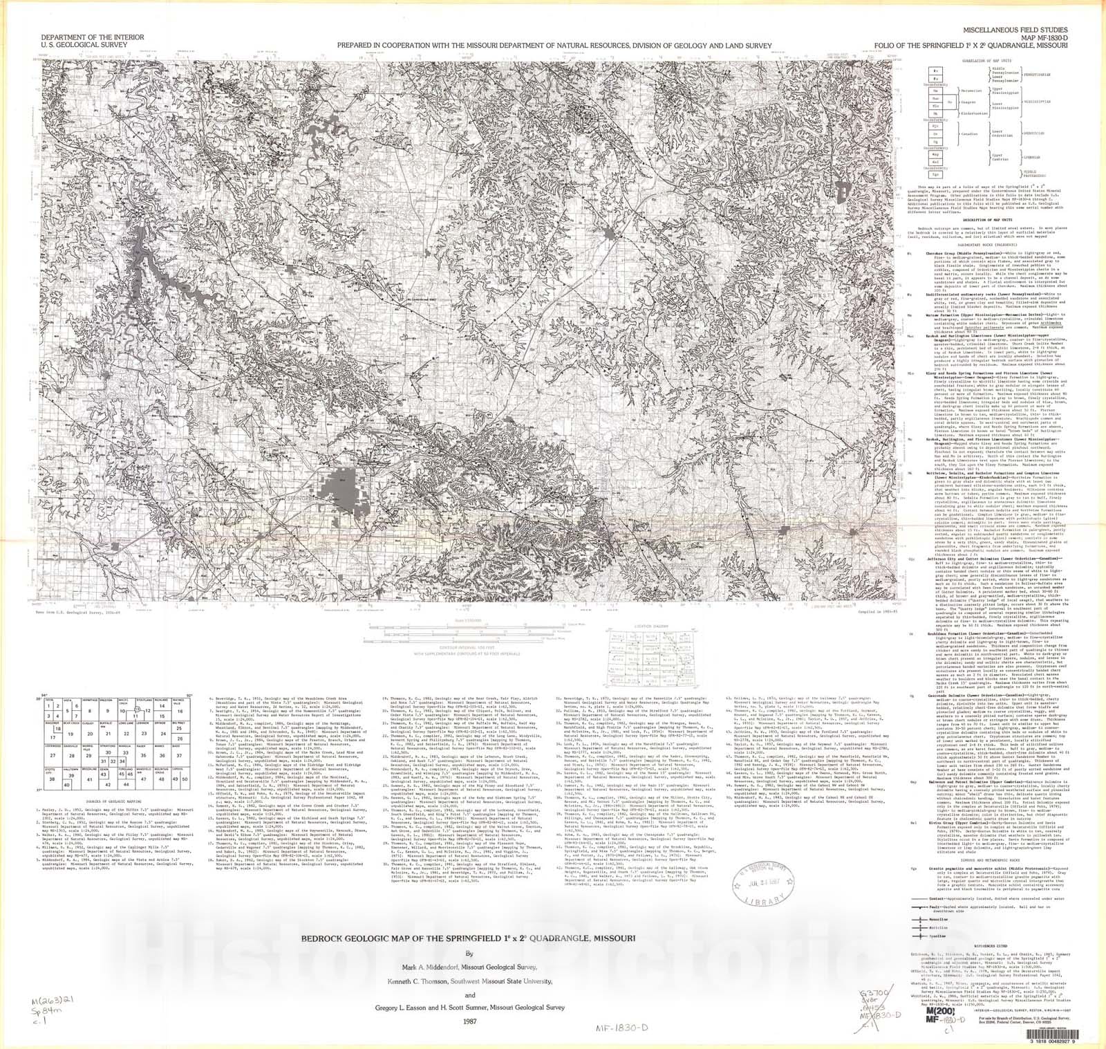 Map : Bedrock geologic map of the Springfield one degree x two degrees ...