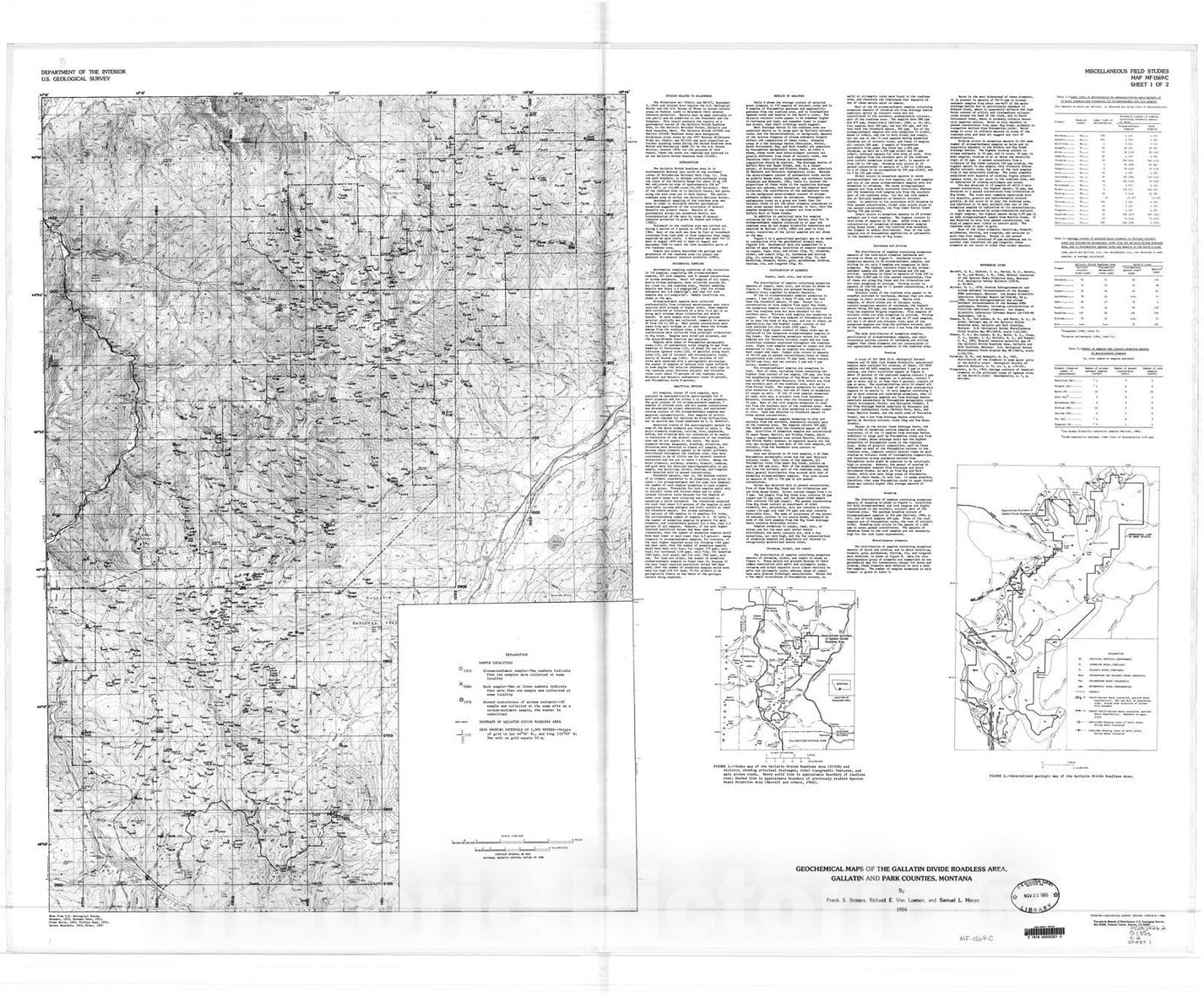Map : Geochemical maps of the Gallatin Divide Roadless Area, Gallatin ...