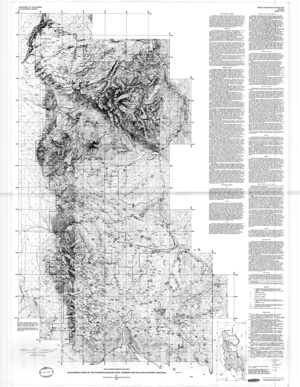 Map : Geochemical maps of the Madison Roadless Area, Gallatin and Madi ...