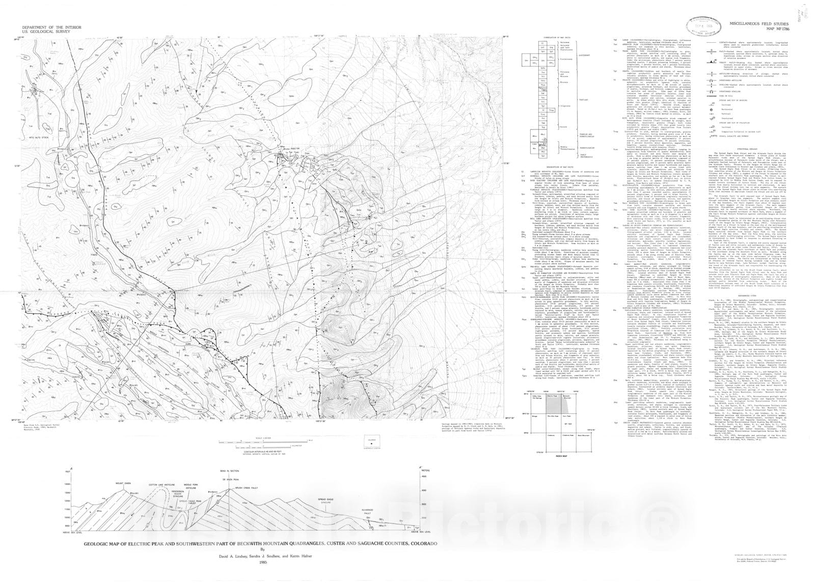 Map : Geologic map of Electric Peak and southwestern part of Beckwith ...