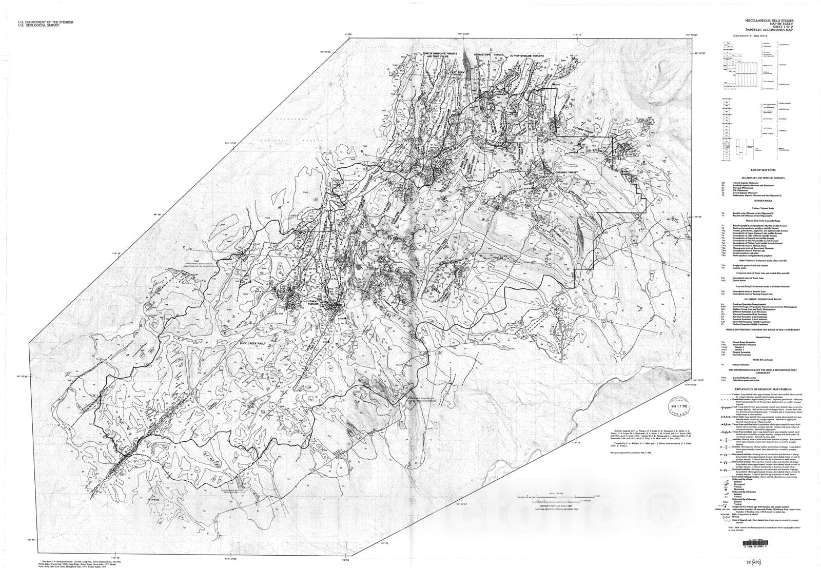 Map : Geologic map of the Anaconda-Pintlar Wilderness and contiguous r ...
