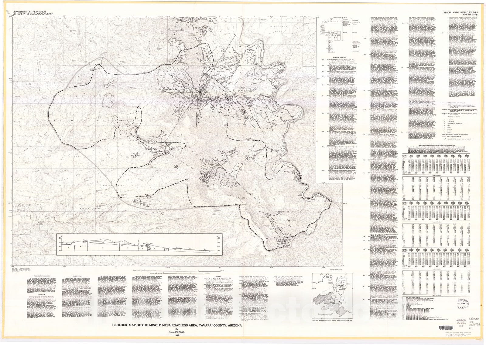 Map : Geologic map of the Arnold Mesa Roadless Area, Yavapai County, A ...