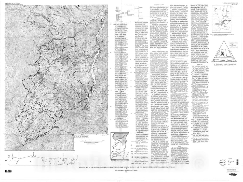 Map : Geologic map of the Blue Joint Wilderness Study Area, Ravalli Co ...