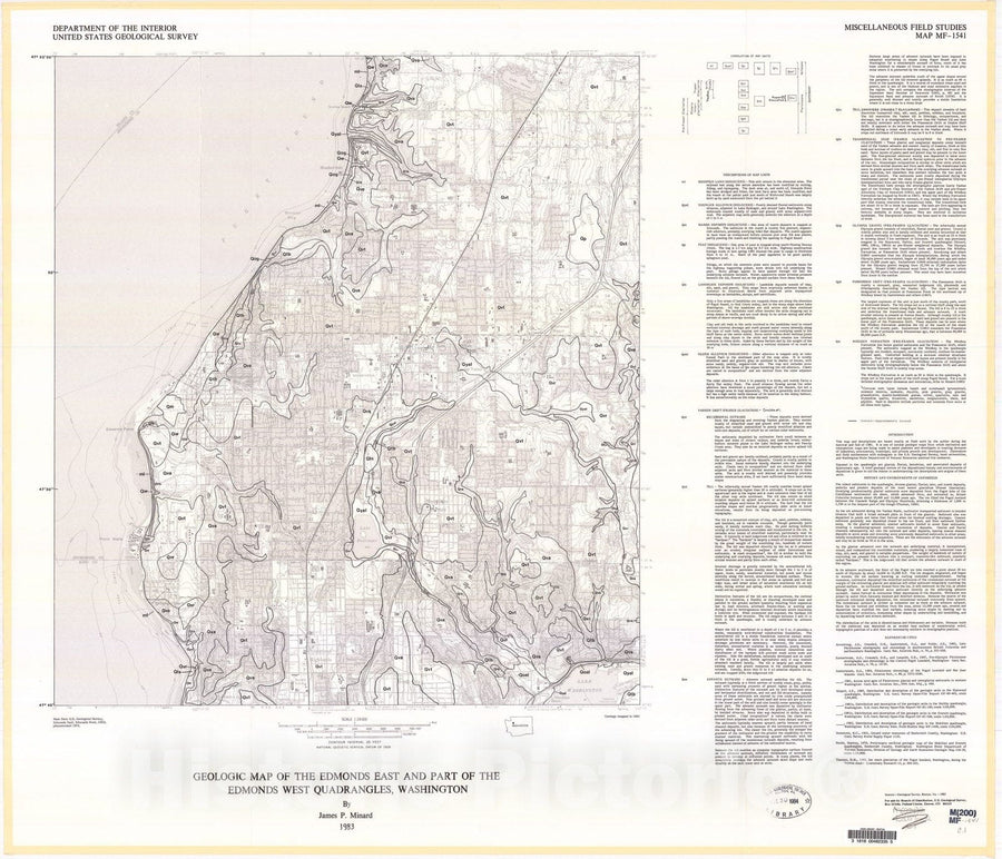 Map : Geologic map of the Edmonds East and part of the Edmonds West qu ...
