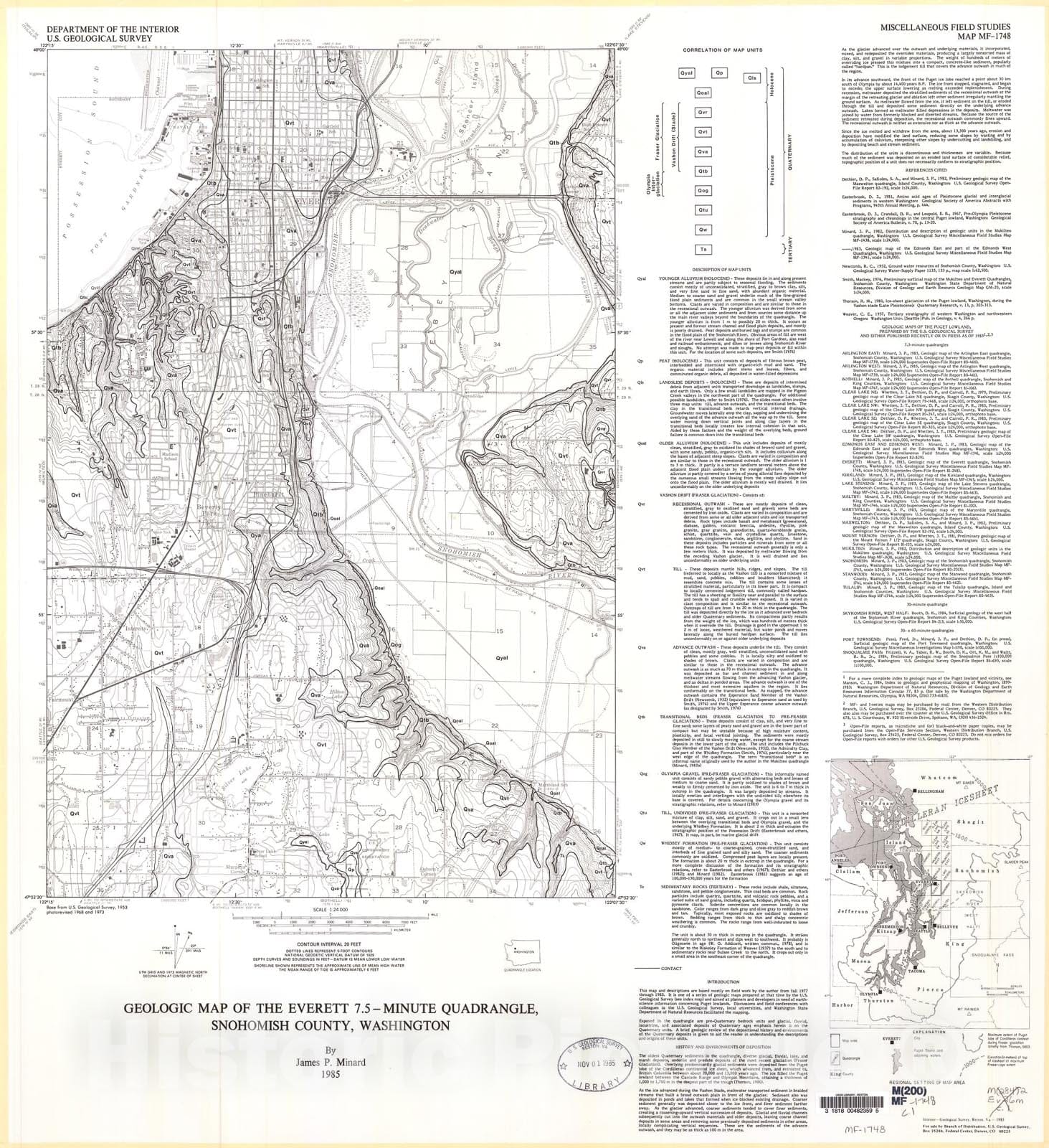 Map : Geologic map of the Everett 7.5 minute quadrangle, Snohomish Cou ...