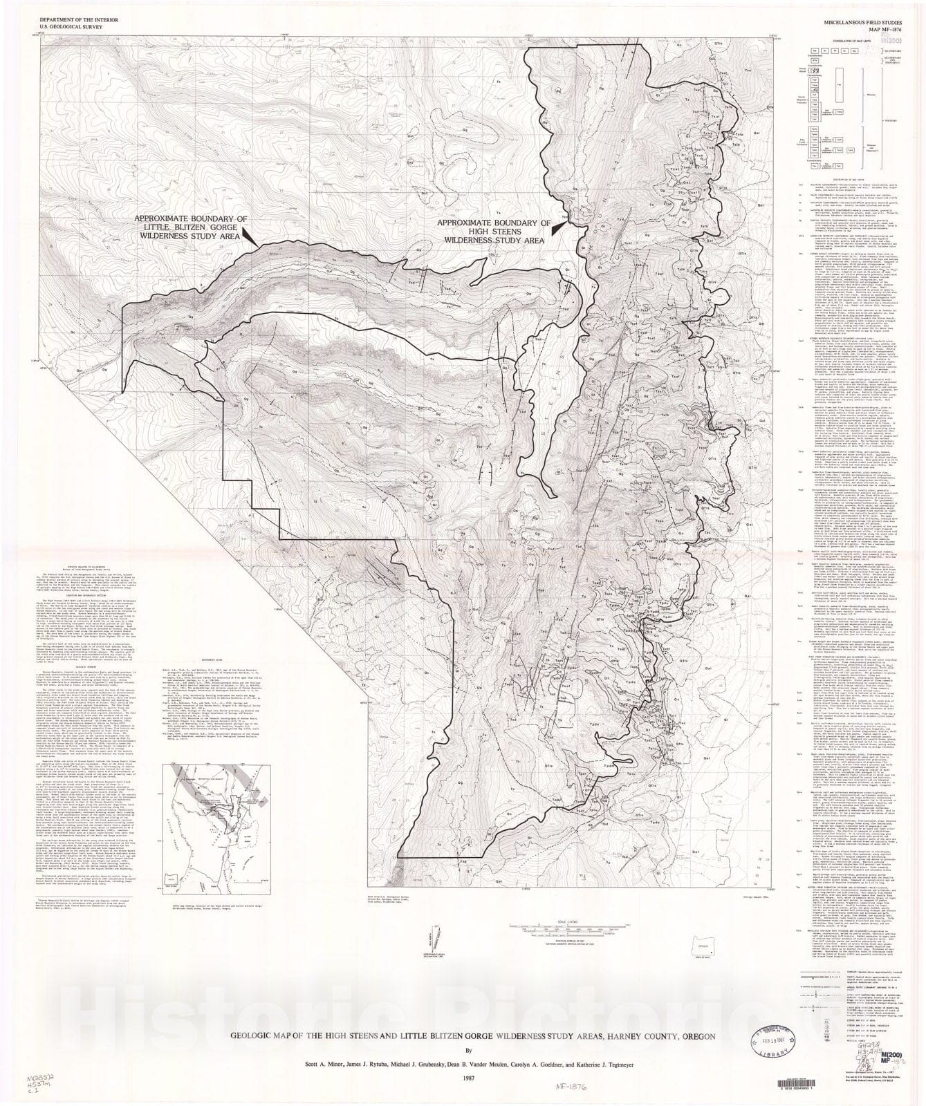 Map : Geologic map of the High Steens and Little Blitzen Gorge Wildern ...