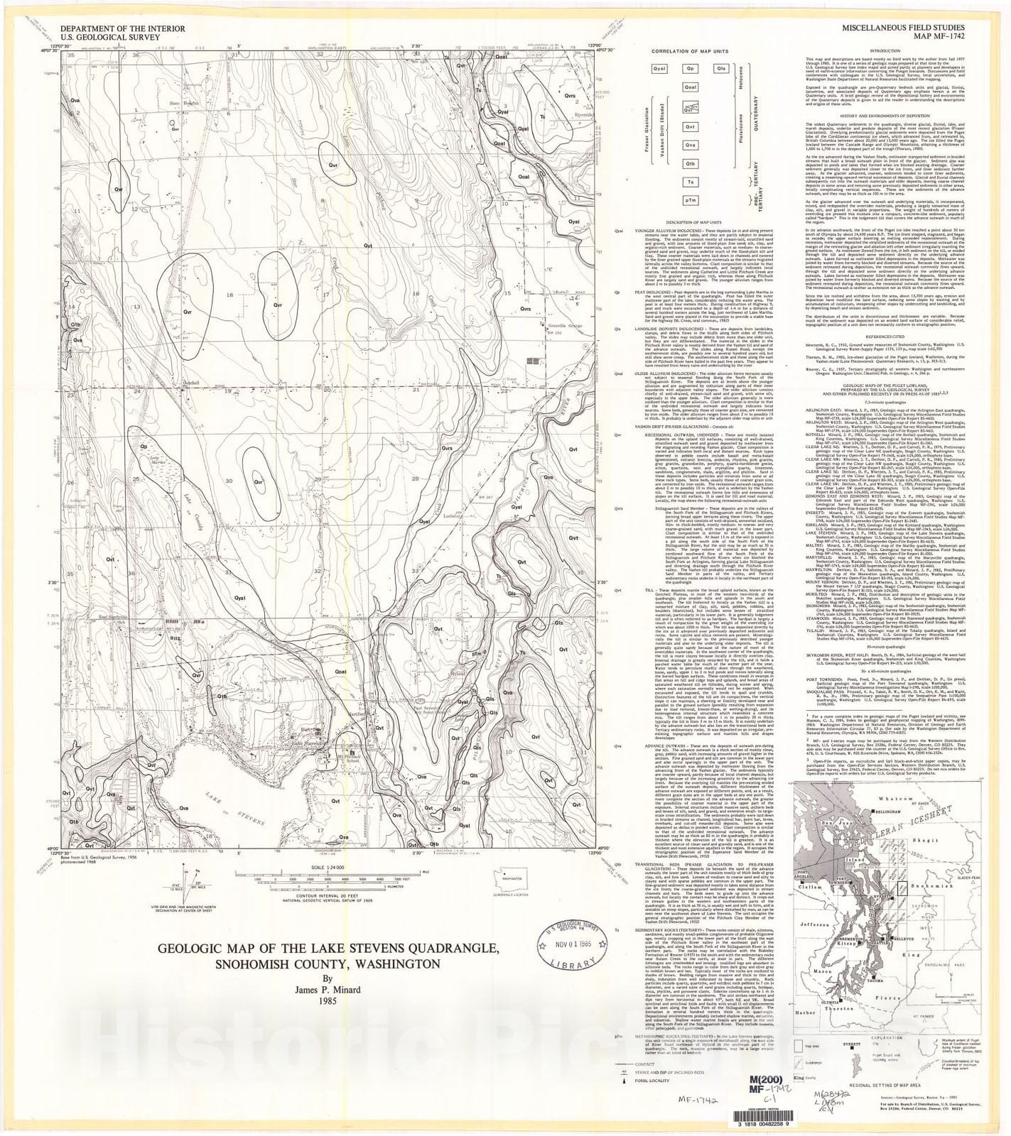 Map : Geologic map of the Lake Stevens quadrangle, Snohomish County, W ...