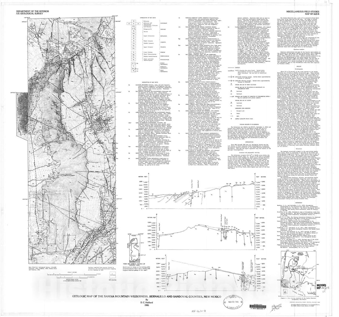 Map : Geologic map of the Sandia Mountain Wilderness, Bernalillo and S ...