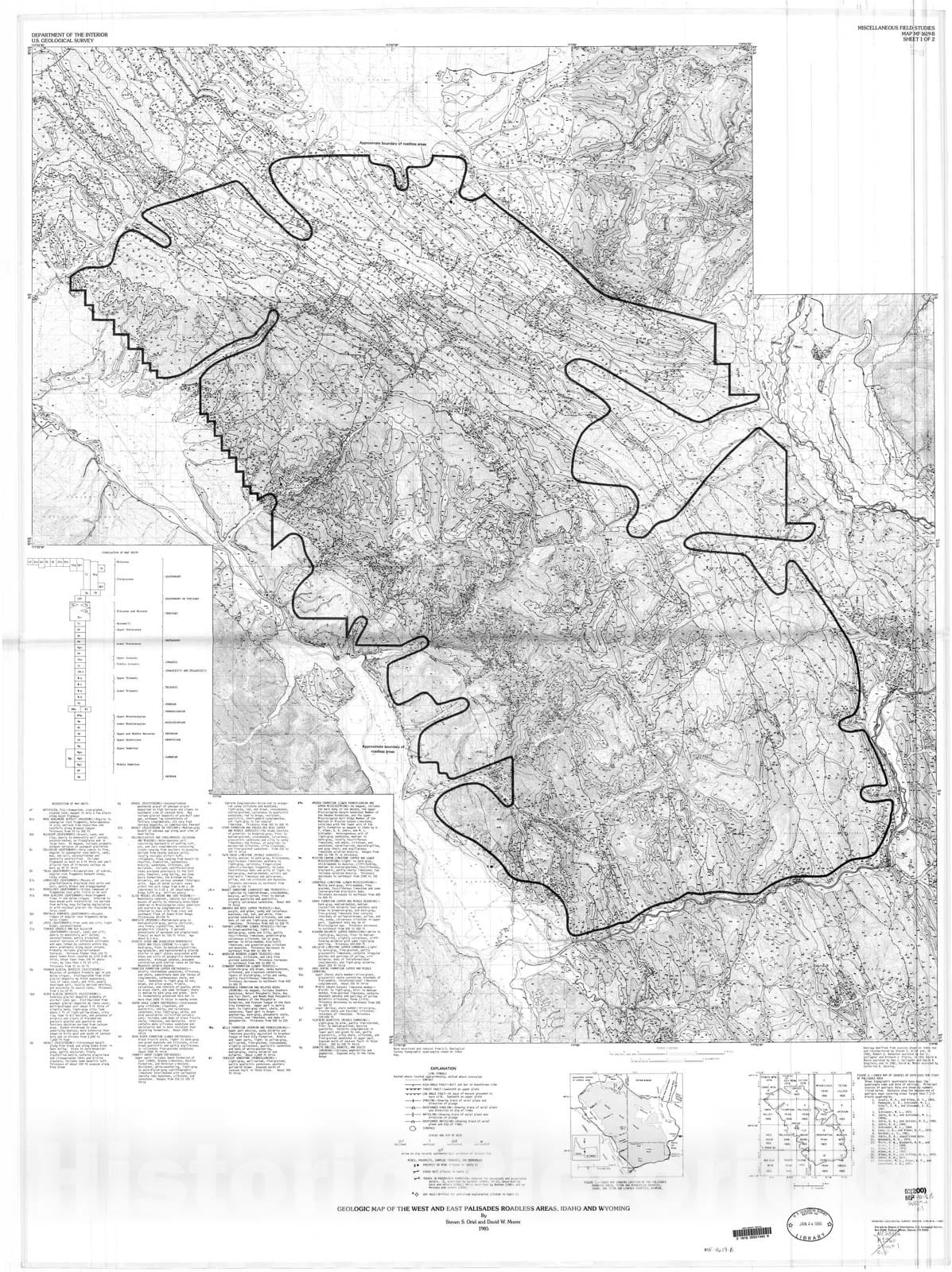 Map : Geologic map of the West and East Palisades Roadless Areas, Idah ...