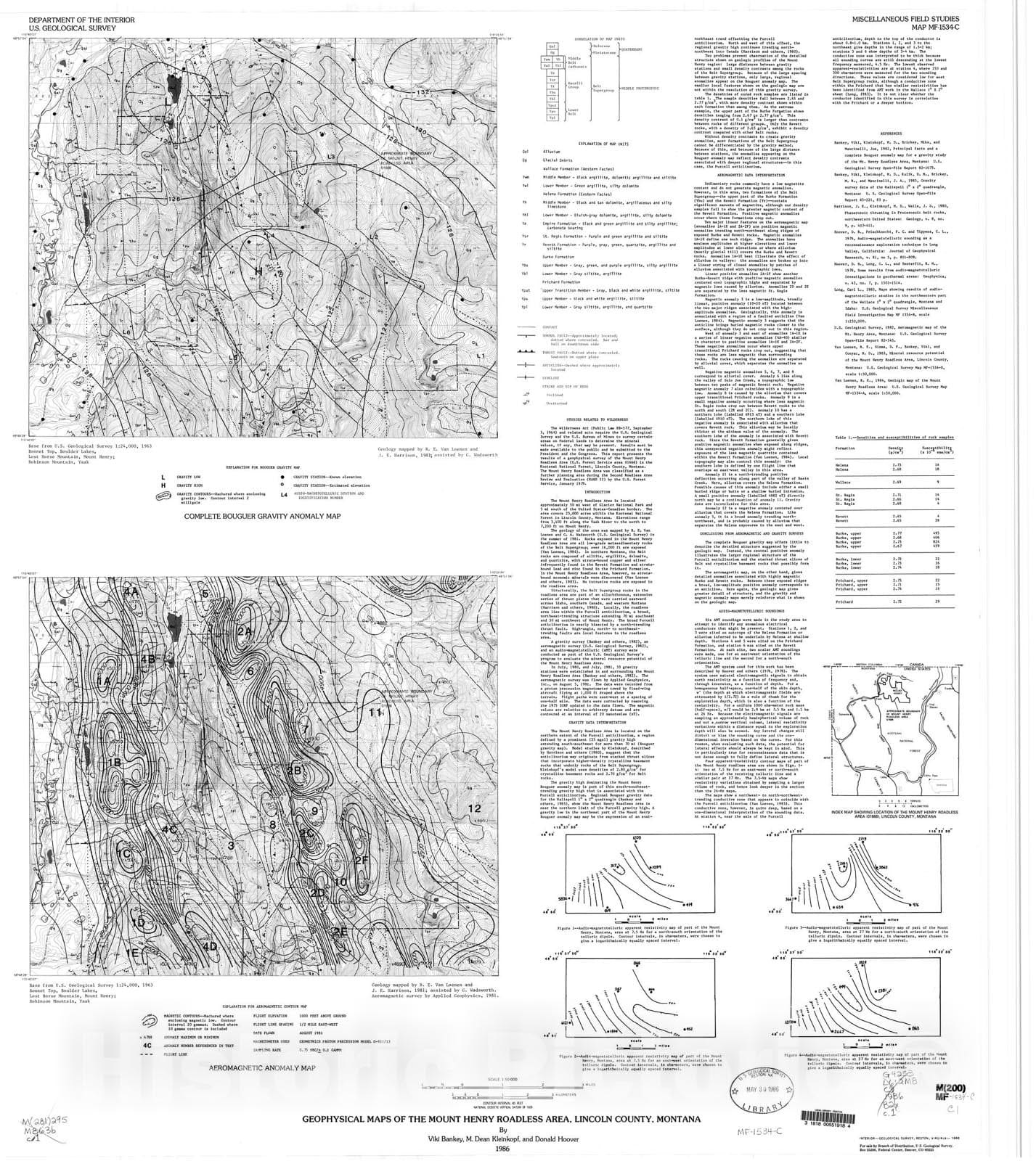 Map : Geophysical maps of the Mount Henry Roadless Area, Lincoln Count ...