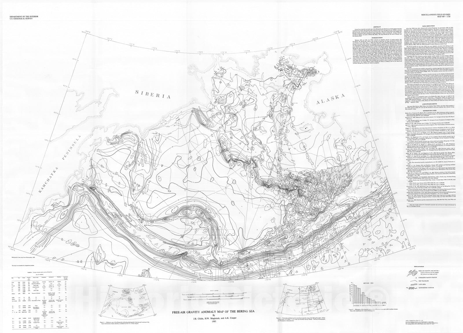 Map : Gravity anomaly map of the Bering Sea, 1985 Cartography Wall Art ...