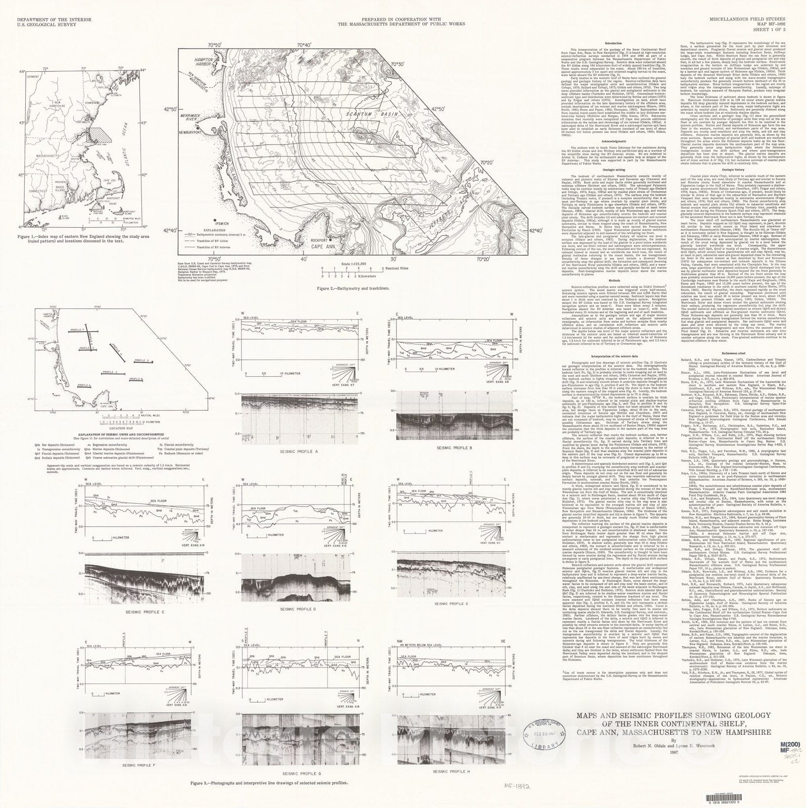 Map : Maps and seismic profiles showing, geology of the inner continen ...