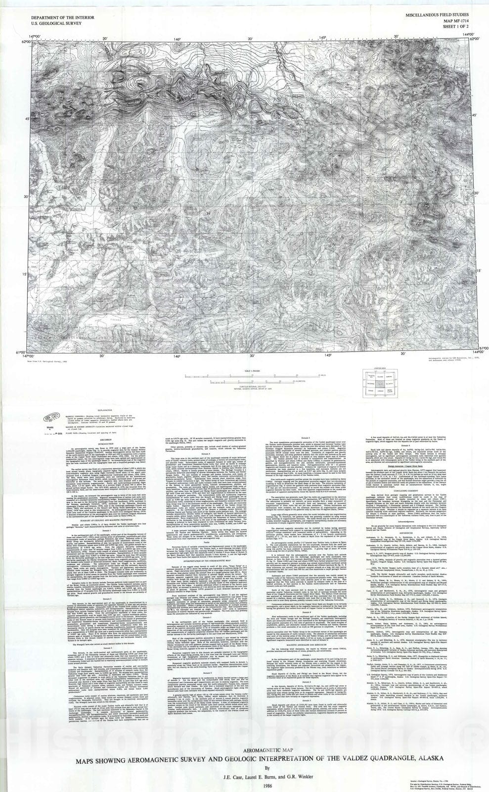 Map : Maps showing aeromagnetic survey and geologic interpretation of ...