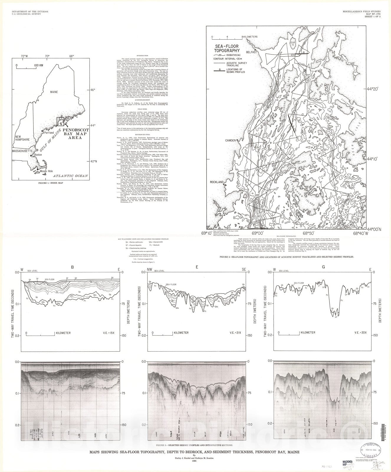 Map : Maps showing sea-floor topography, depth to bedrock, and sedimen ...