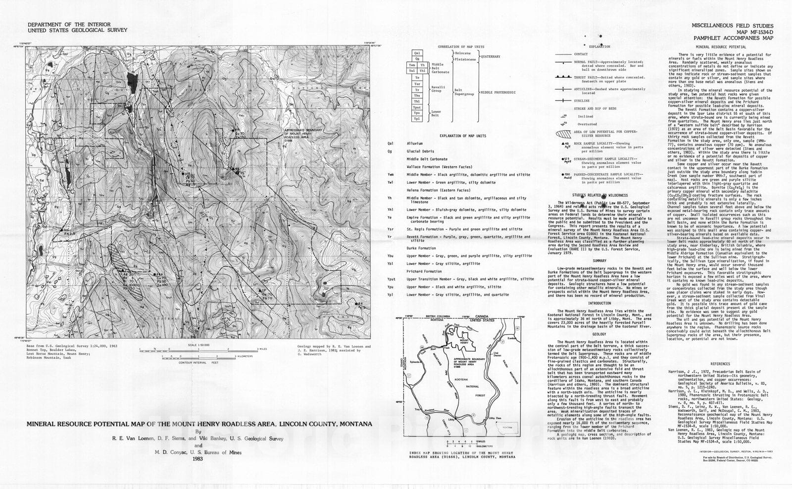 Map : Mineral resource potential map of the Mount Henry Roadless Area ...