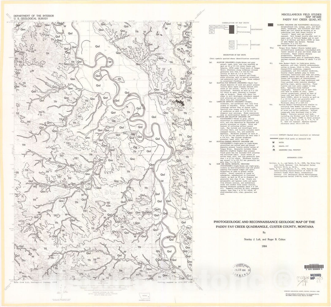 Map : Photogeologic and reconnaissance geologic map of the Paddy Fay C ...