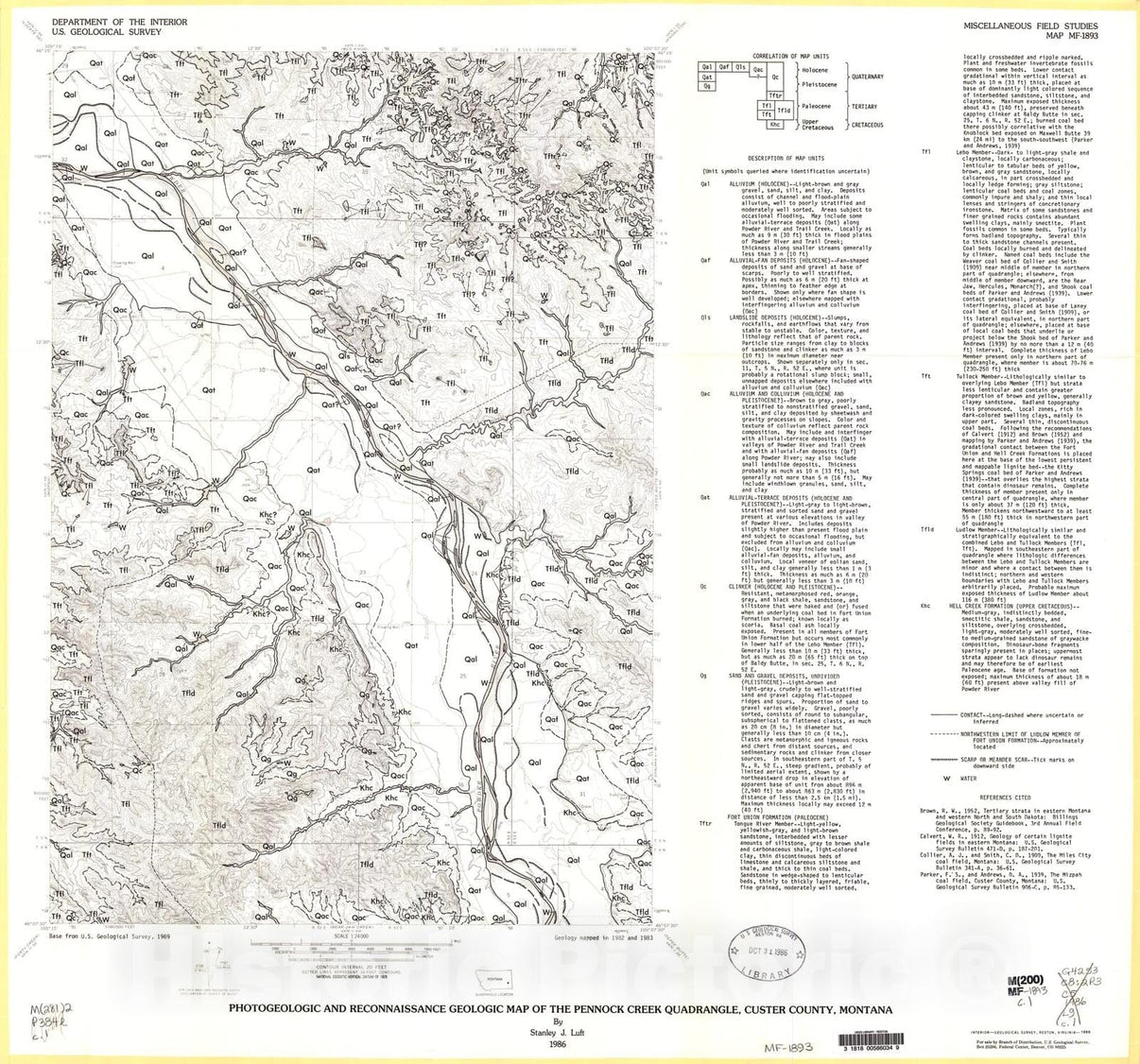 Map : Photogeologic and reconnaissance geologic map of the Pennock Cre ...