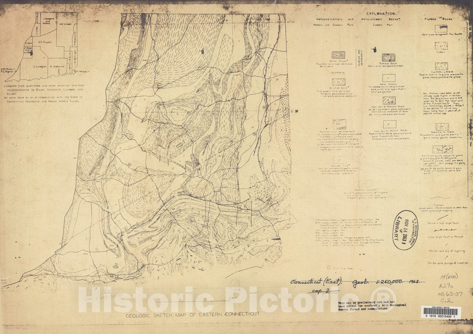 Map : Geologic sketch map of eastern Connecticut, 1963 Cartography Wal ...
