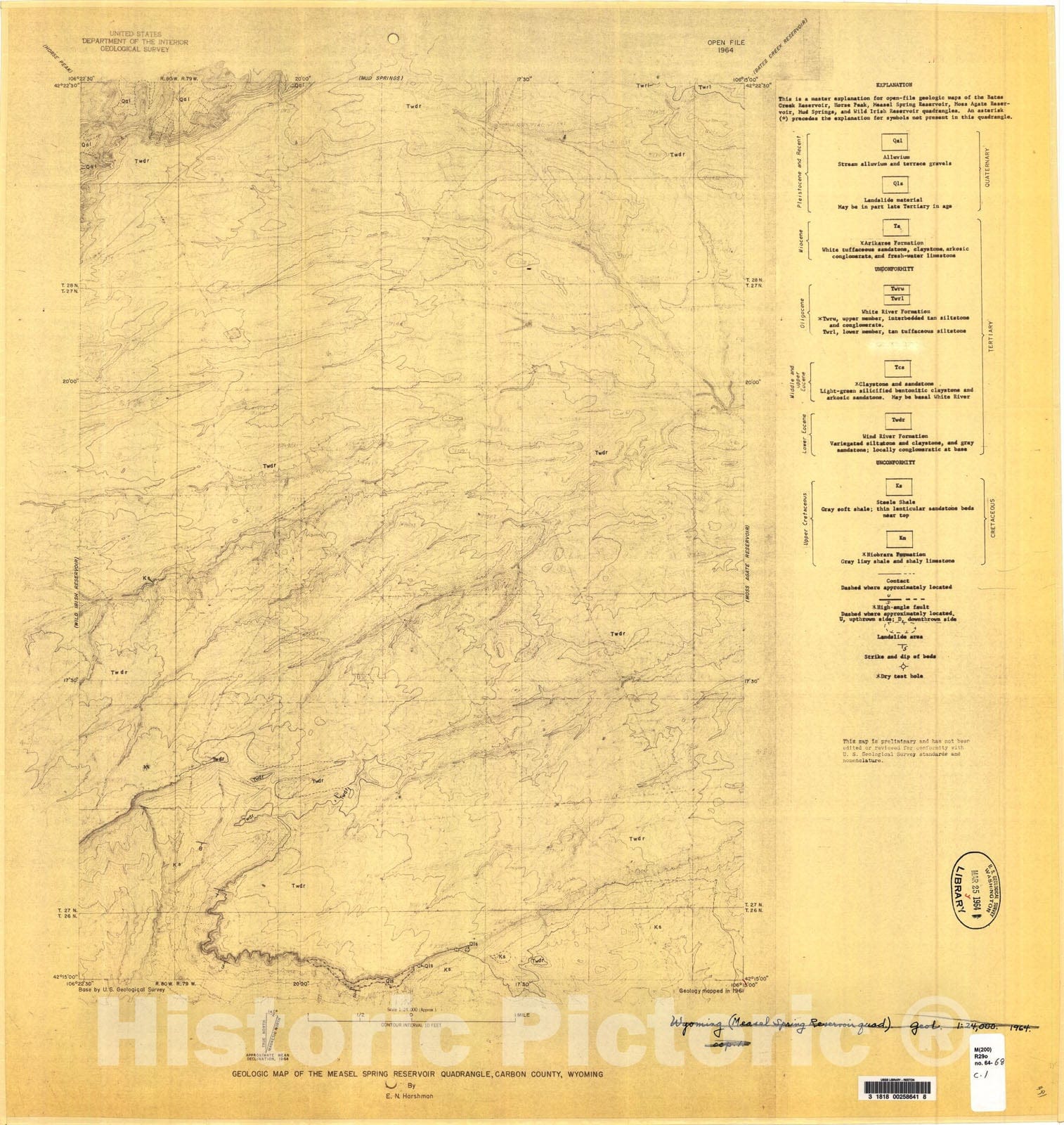Map : Geologic map of the Measel Spring Reservoir quadrangle, Carbon C ...