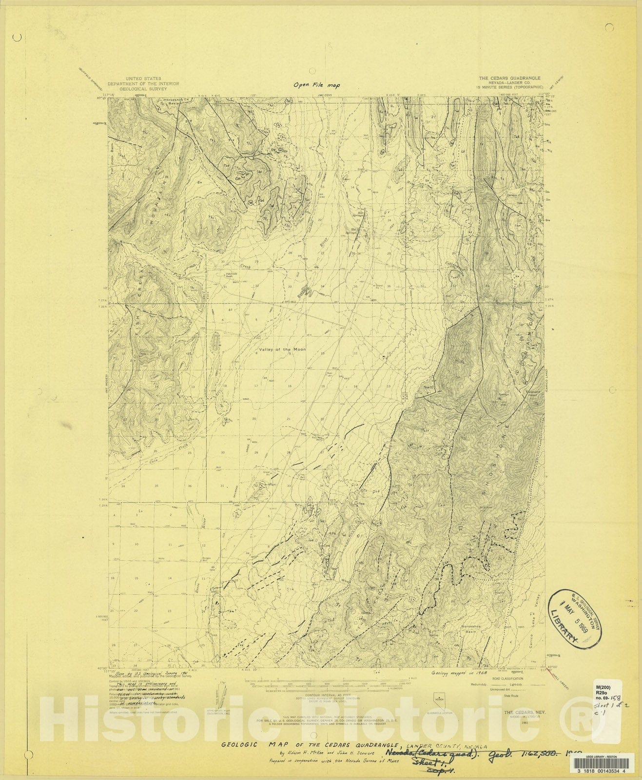 Map : Geologic map of the Cedars quadrangle, Lander County, Nevada, 19 ...