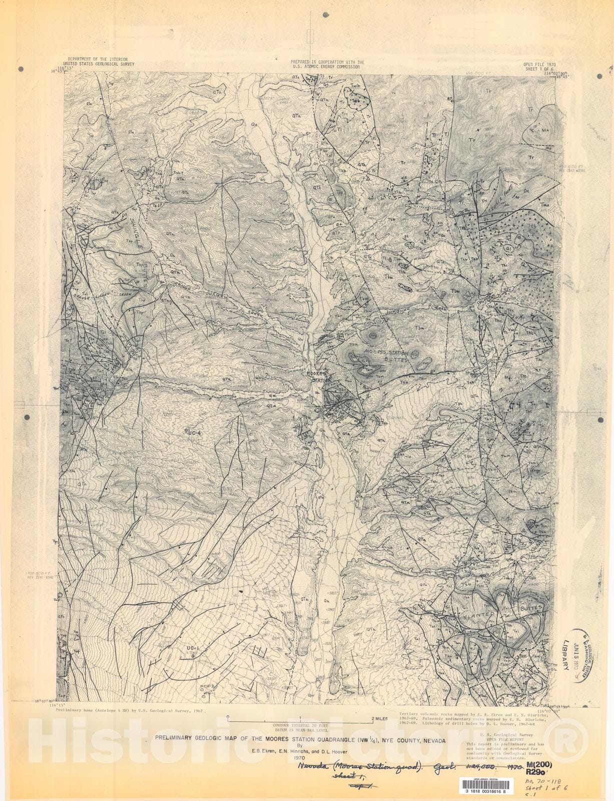 Map : Preliminary geologic map of the Moores Station quadrangle, Nye C ...