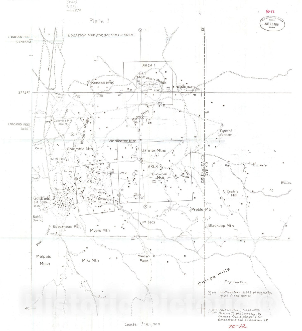 Goldfield Mining District Nevada Mineral Map 1970 | Historic Pictoric