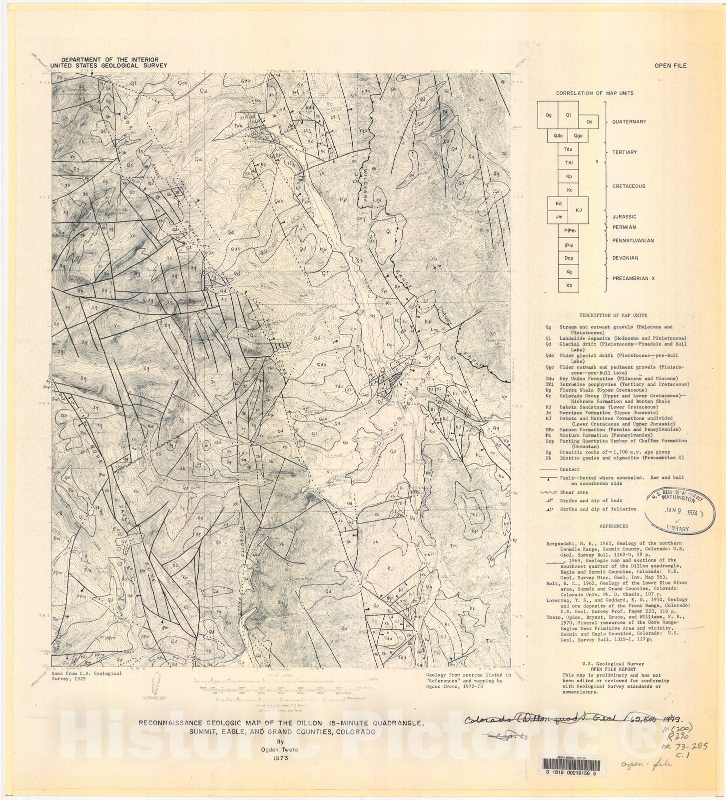 Map : Reconnaissance geologic map of the Dillon 15-minute quadrangle ...