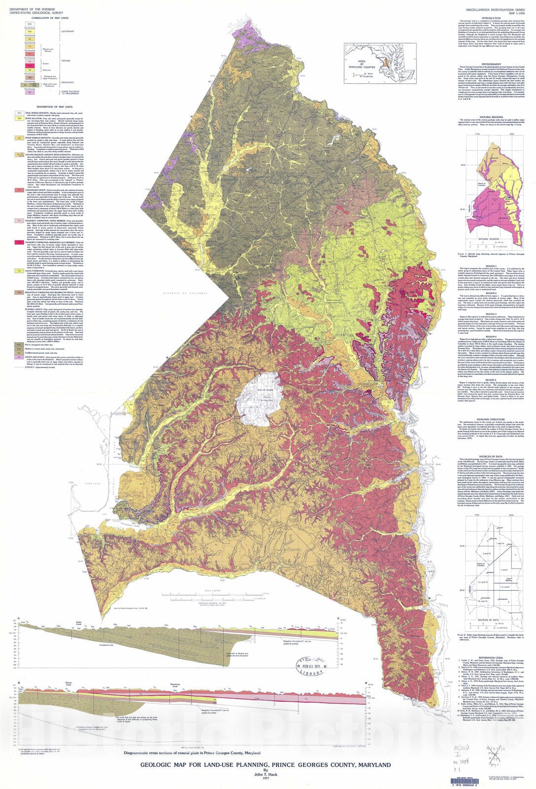 Map : Geologic map for land-use planning, Prince Georges County, Maryl ...