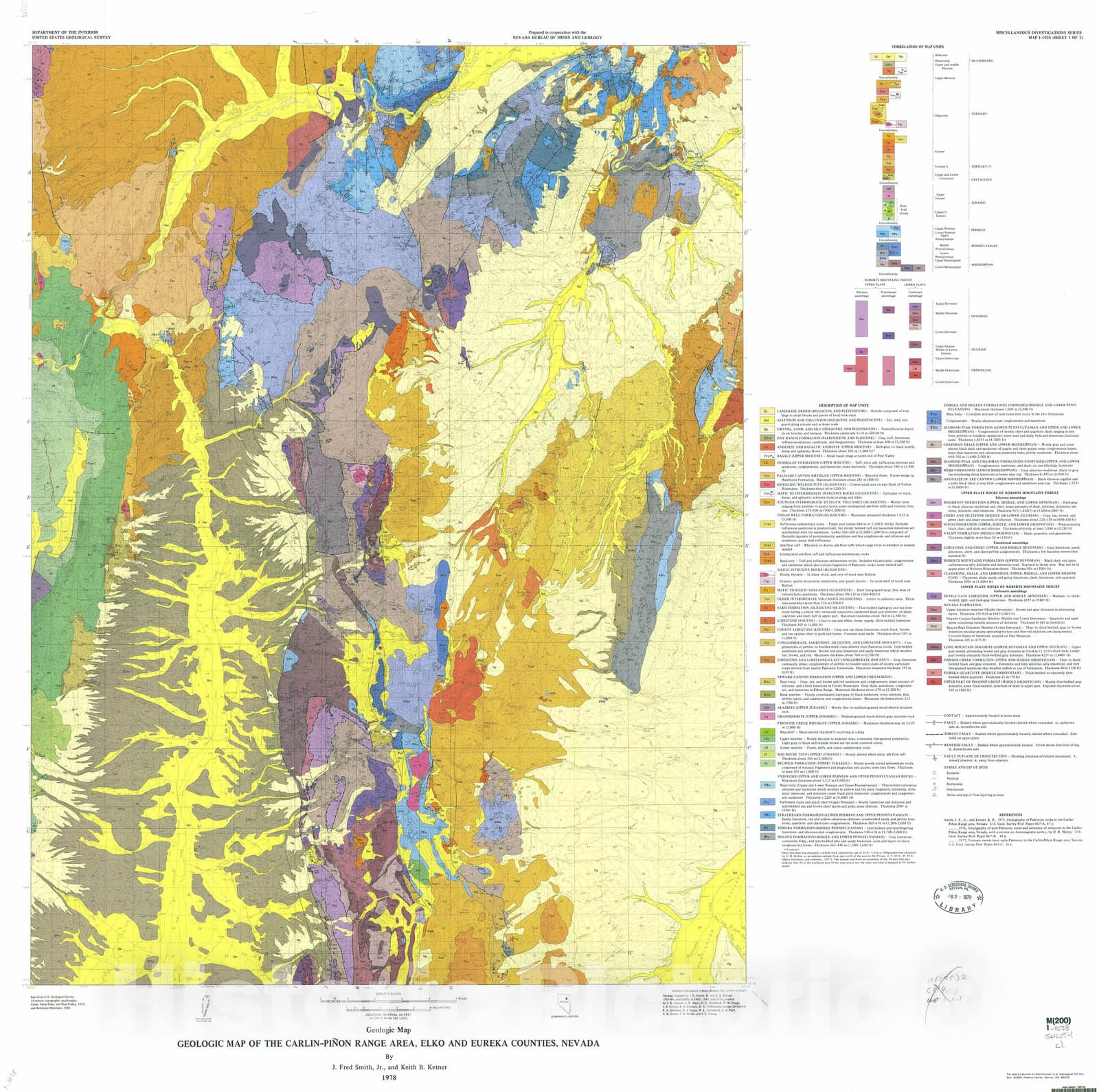 Map : Geologic map of the Carlin-Pinon Range area, Elko and Eureka Cou ...
