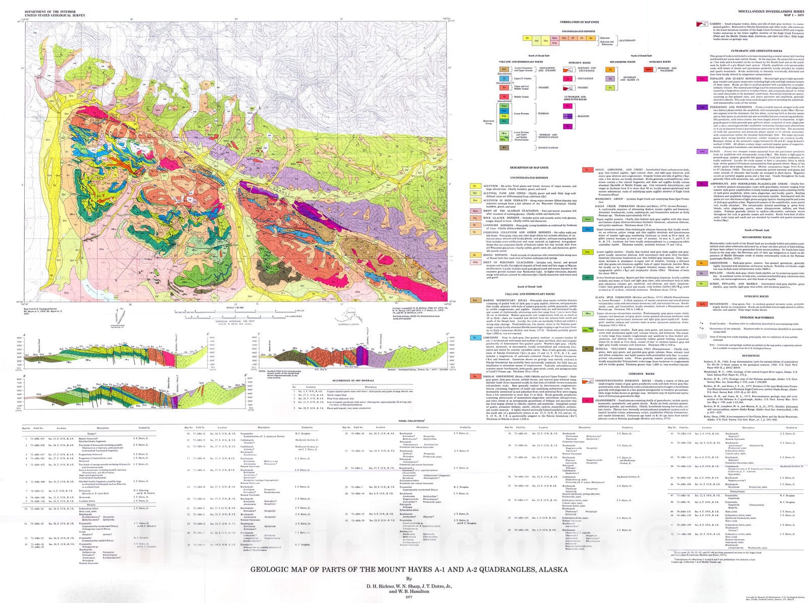 Map : Geologic map of parts of the Mount Hayes A-1 and A-2 quadrangles ...