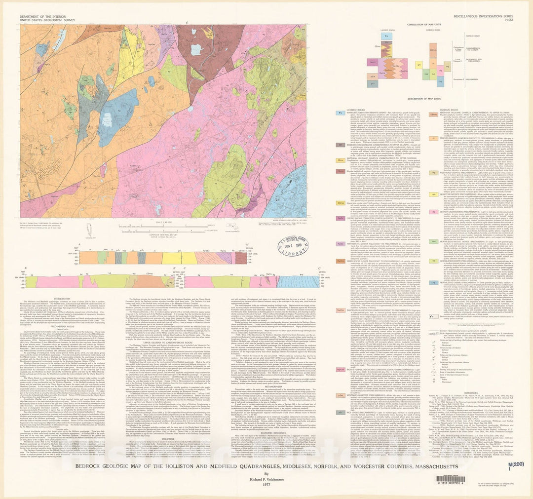Map : Bedrock geologic map of the Holliston and Medfield quadrangles ...
