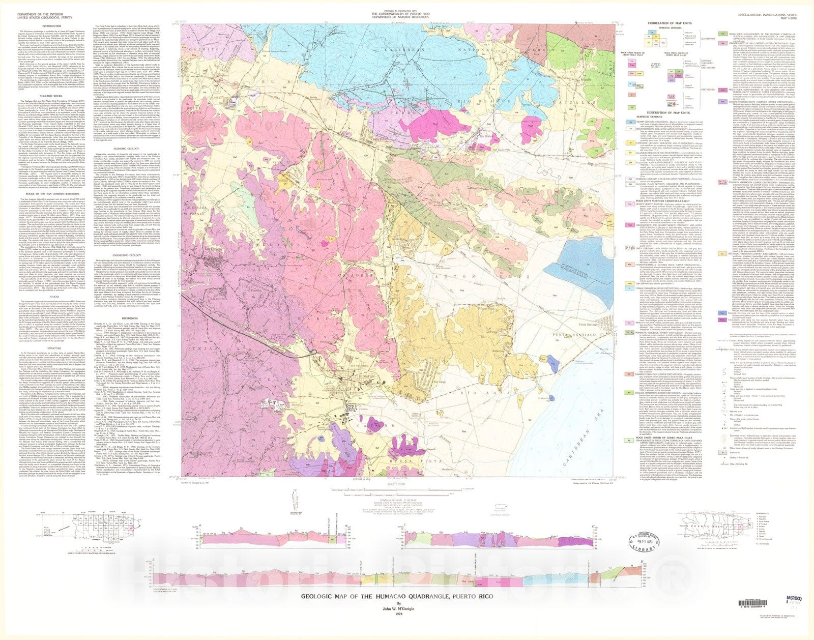Map : Geologic map of the Humacao quadrangle, Puerto Rico, 1978 Cartog ...