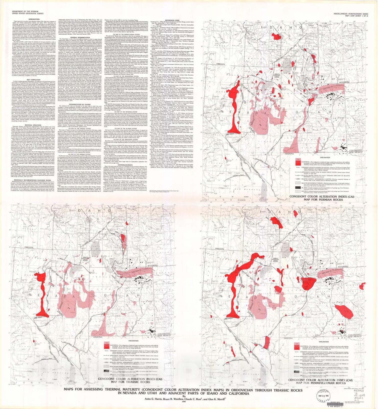 Map : Maps for assessing thermal maturity (conodont color alteration i ...