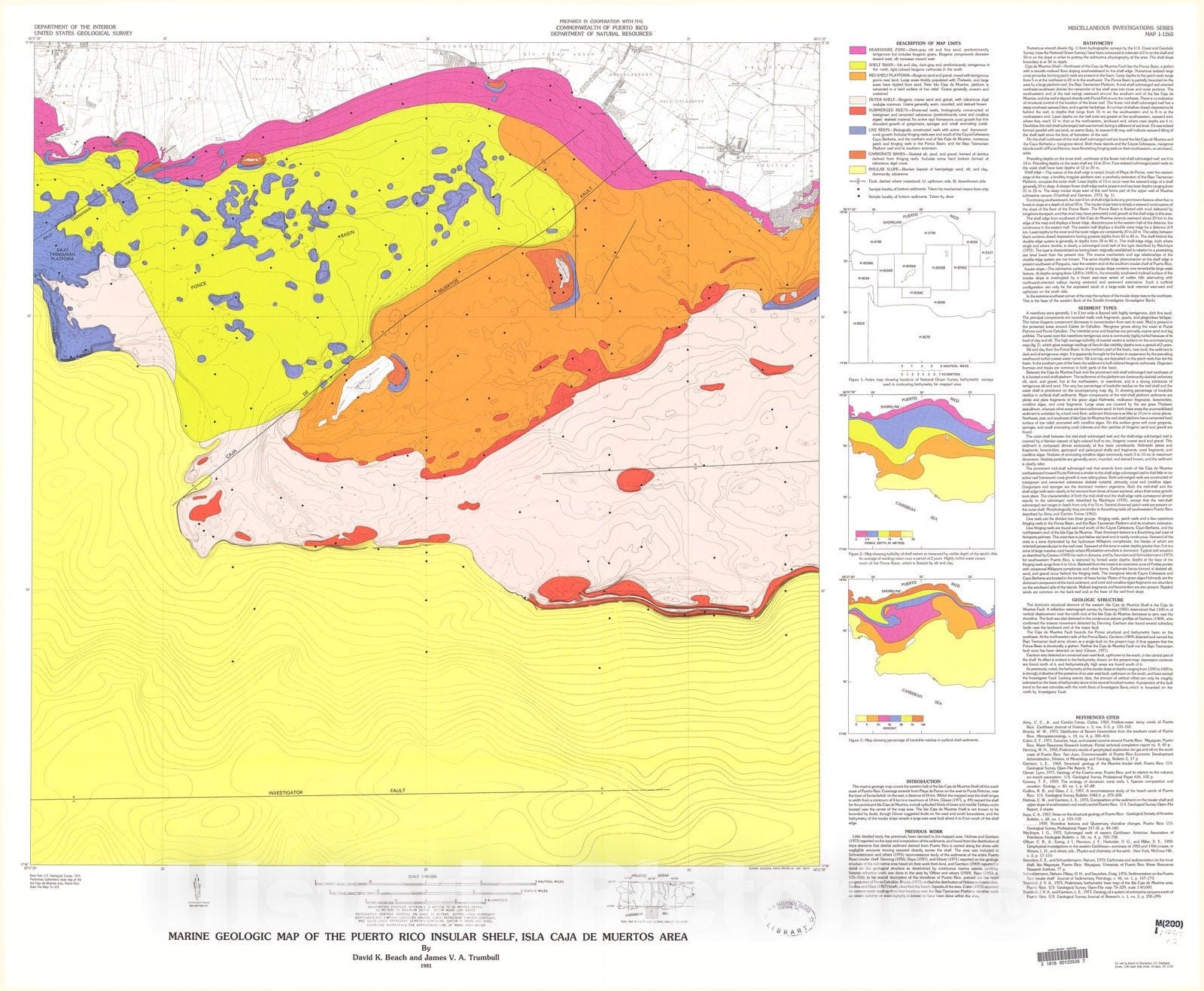 Map : Marine geologic map of the Puerto Rico insular shelf, Isla Caja ...