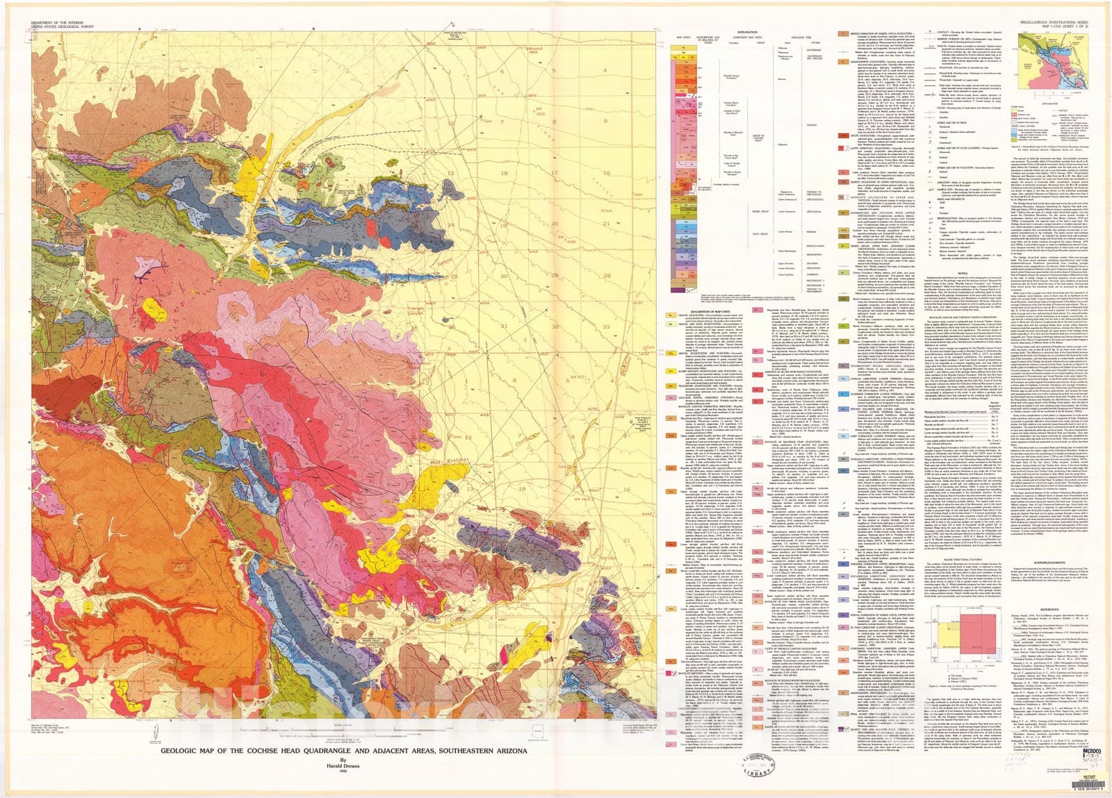 Map : Geologic map and sections of the Cochise Head quadrangle and adj ...