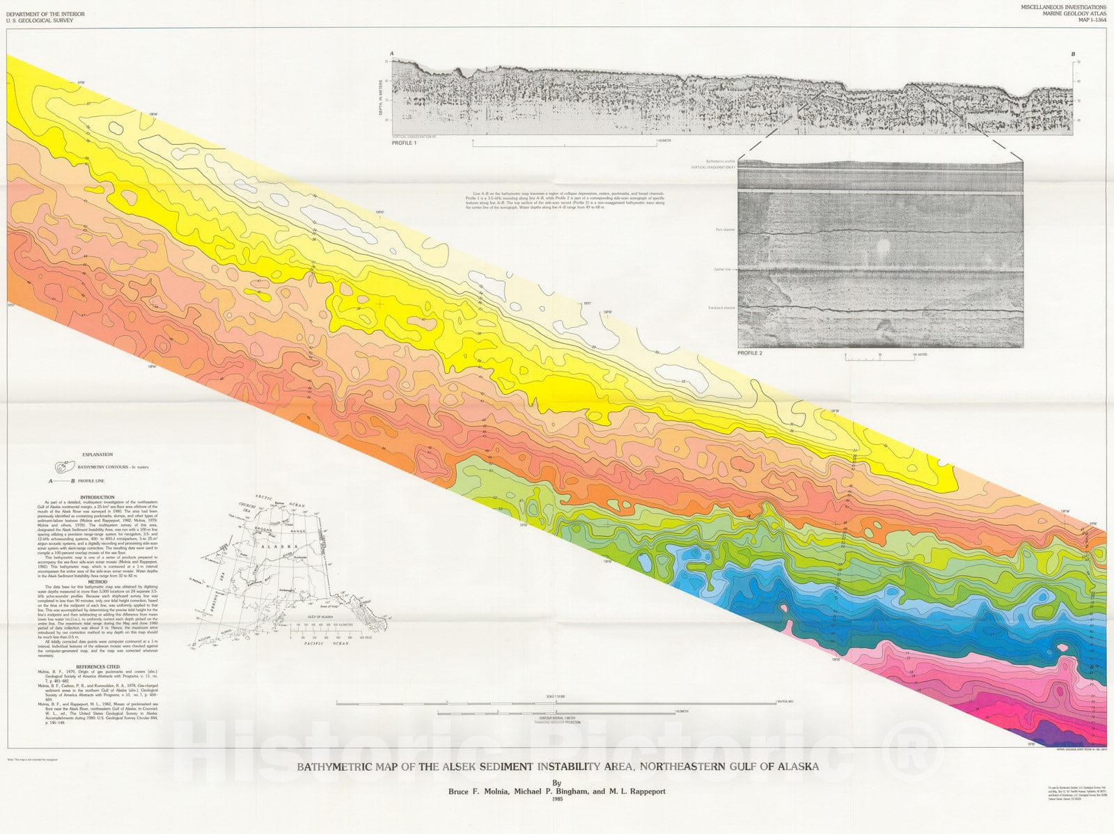 Map : Bathymetric map of the Alsek sediment instability area, northeas ...