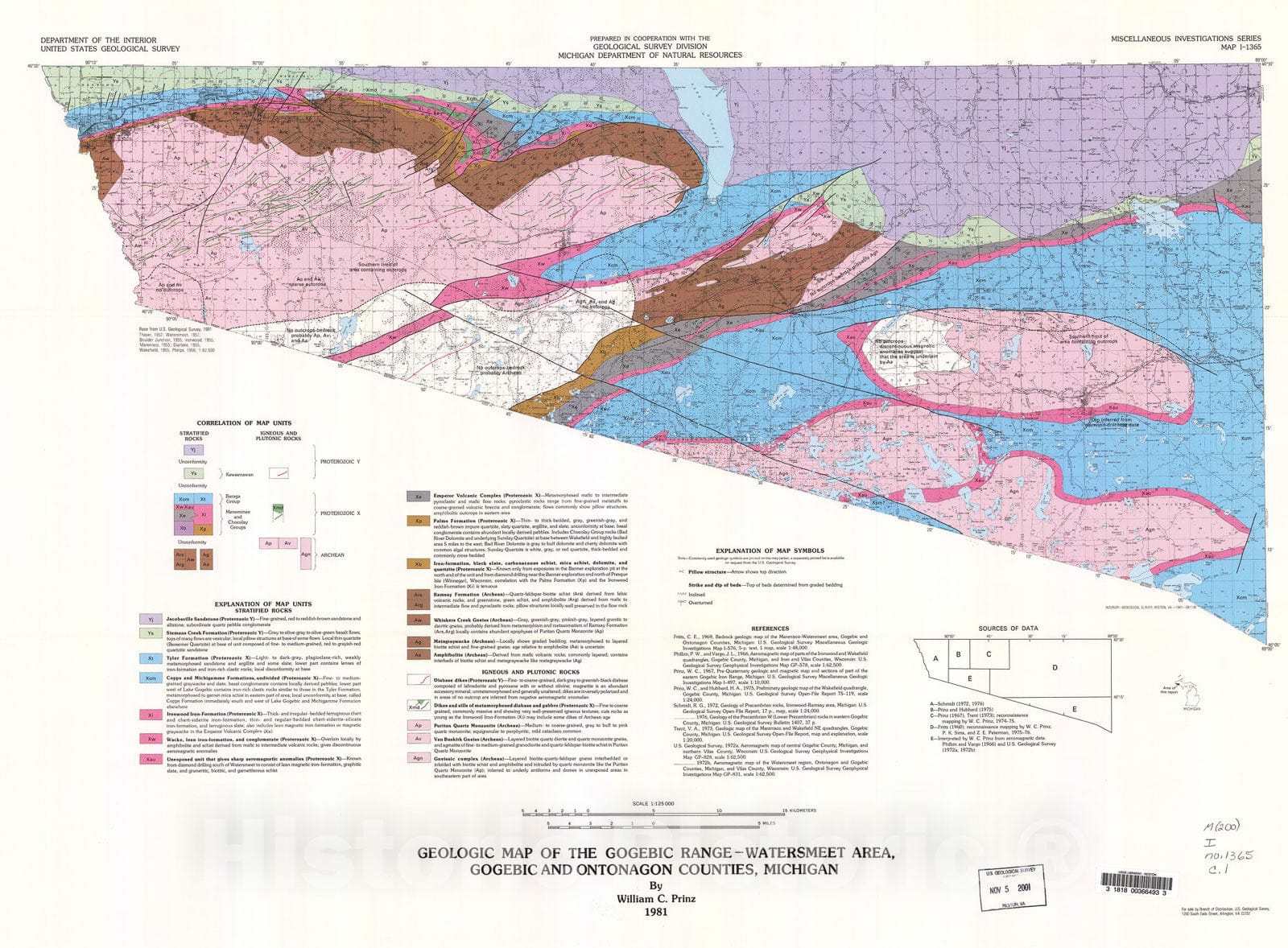 Map : Geologic map of the Gogebic Range-Watersmeet area, Gogebic and O ...