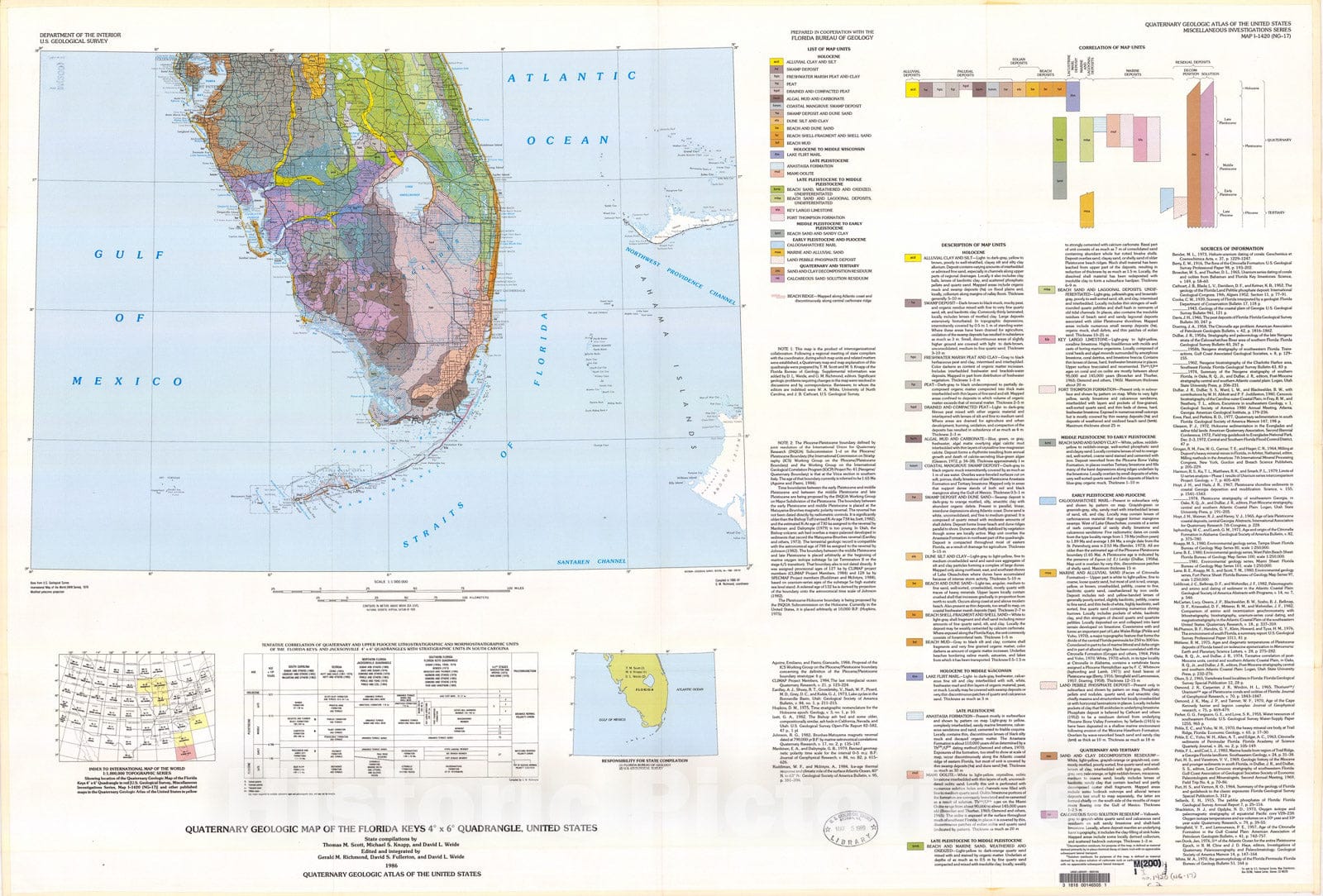 Map : Quaternary geologic map of the Florida Keys four degrees x six d ...
