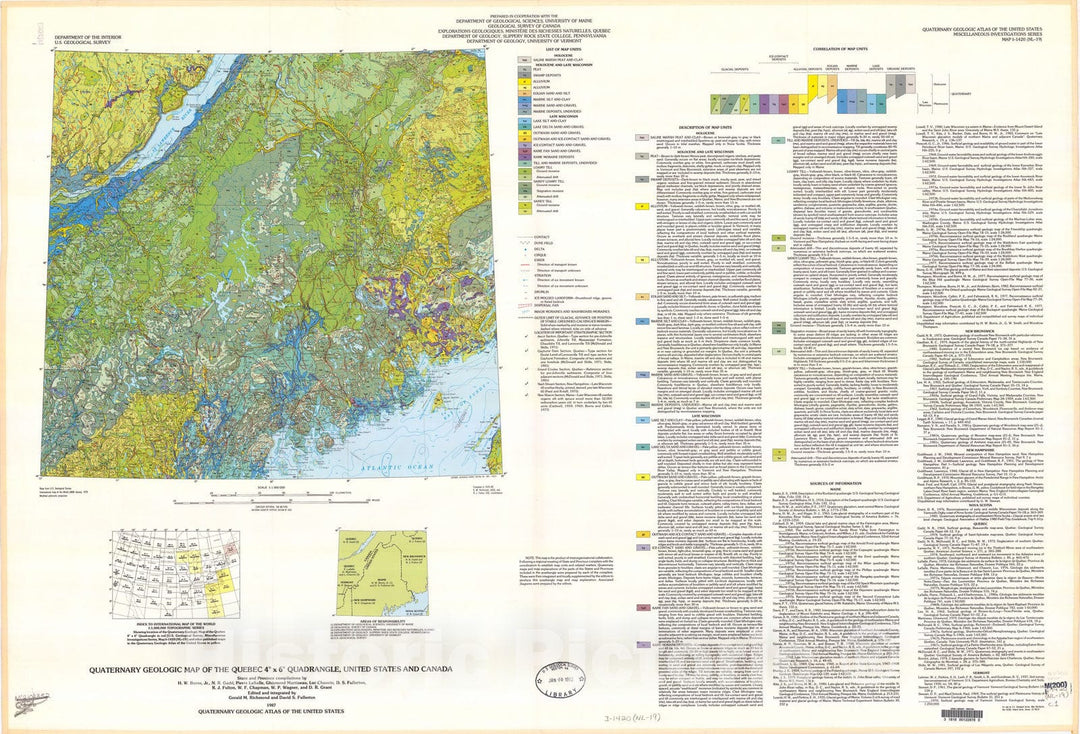 Map : Quaternary geologic map of the Quebec four degrees x six degrees ...