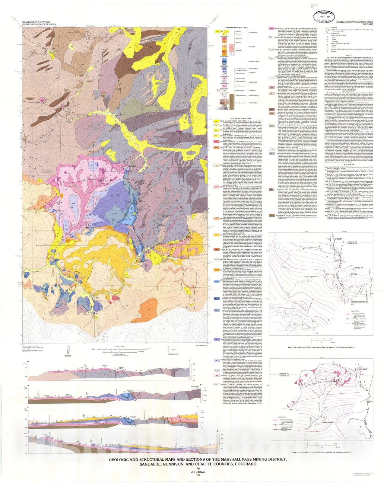 Map : Geologic and structural maps and sections of the Marshall Pass m ...