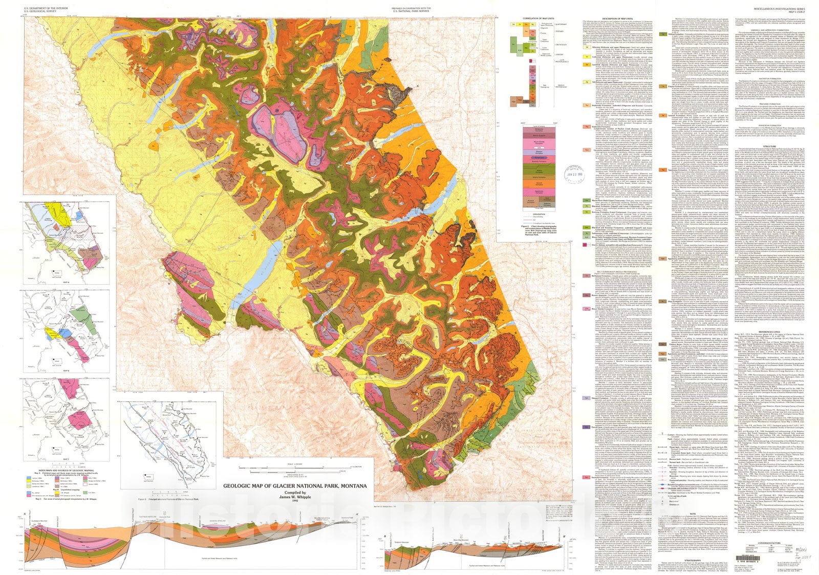 Map : Geologic map of Glacier National Park, Montana, 1992 Cartography ...