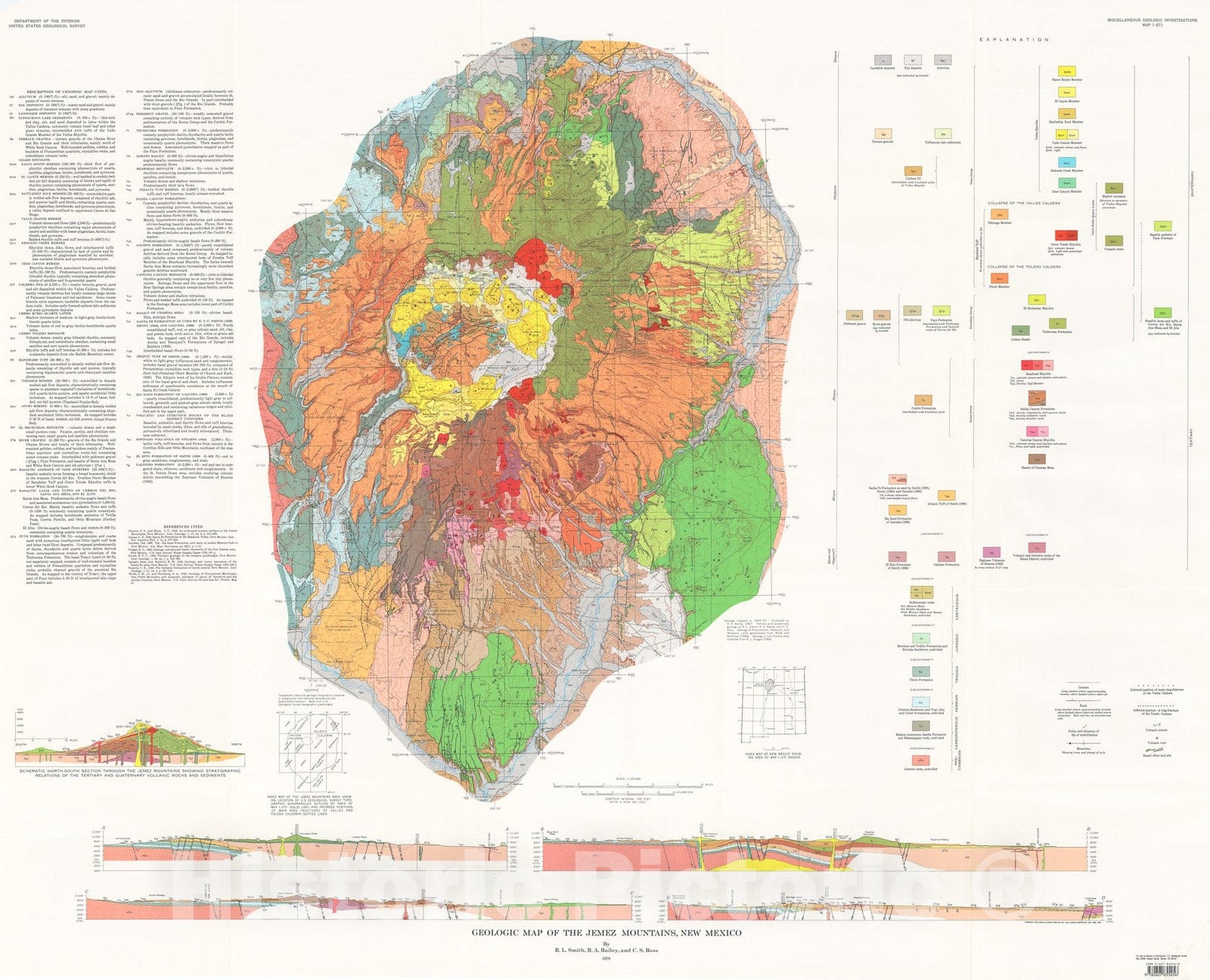 Map : Geologic map of the Jemez Mountains, New Mexico, 1970 Cartograph ...