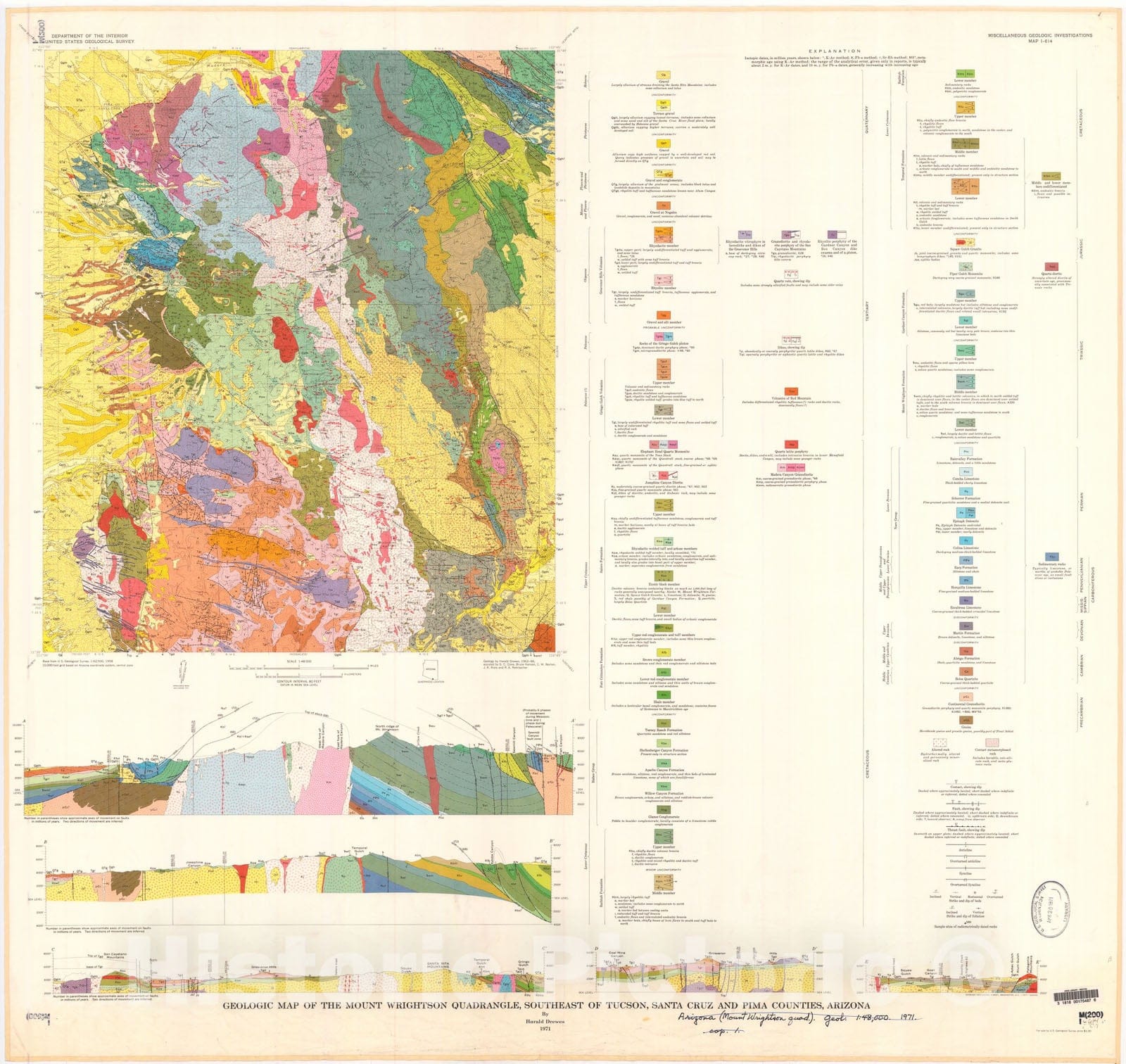 Map : Geologic map of the Mount Wrightson quadrangle, southeast of Tuc ...