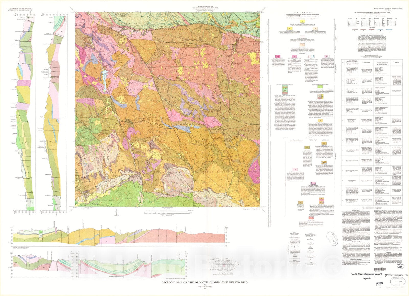 Map : Geologic map of the Orocovis quadrangle, Puerto Rico, 1971 Carto ...