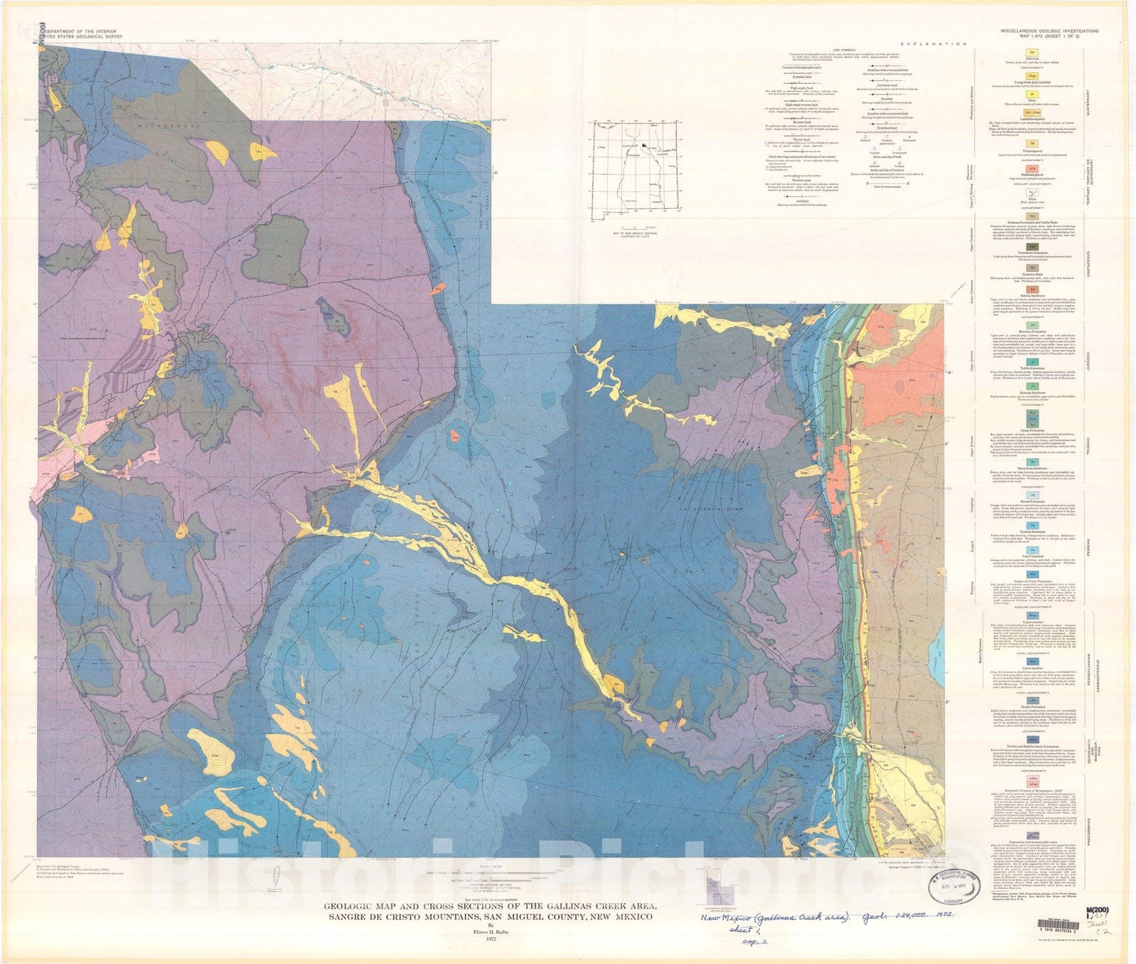 Map : Geologic map and cross sections of the Gallinas Creek area, Sang ...