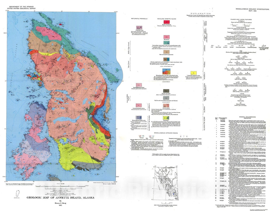 Map : Geologic map of Annette Island, Alaska, 1972 Cartography Wall Ar ...