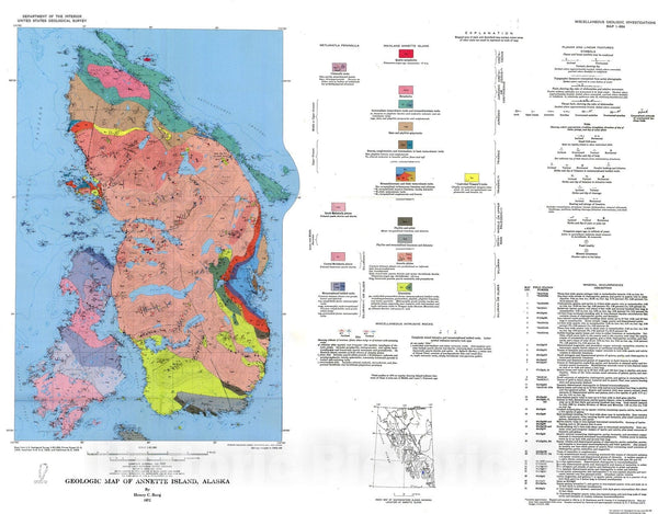 Map : Geologic map of Annette Island, Alaska, 1972 Cartography Wall Ar ...