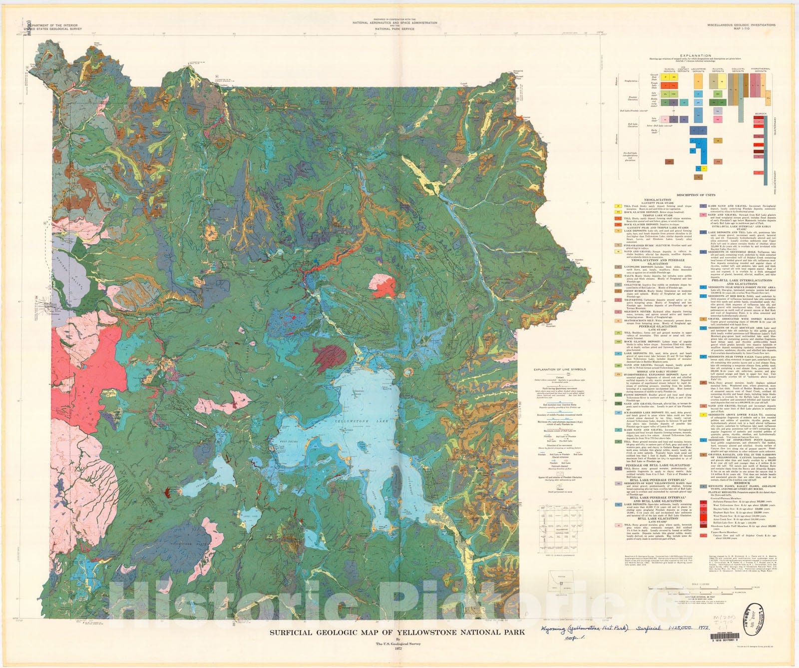 Map : Surficial geologic map of Yellowstone National Park, 1972 Cartog ...