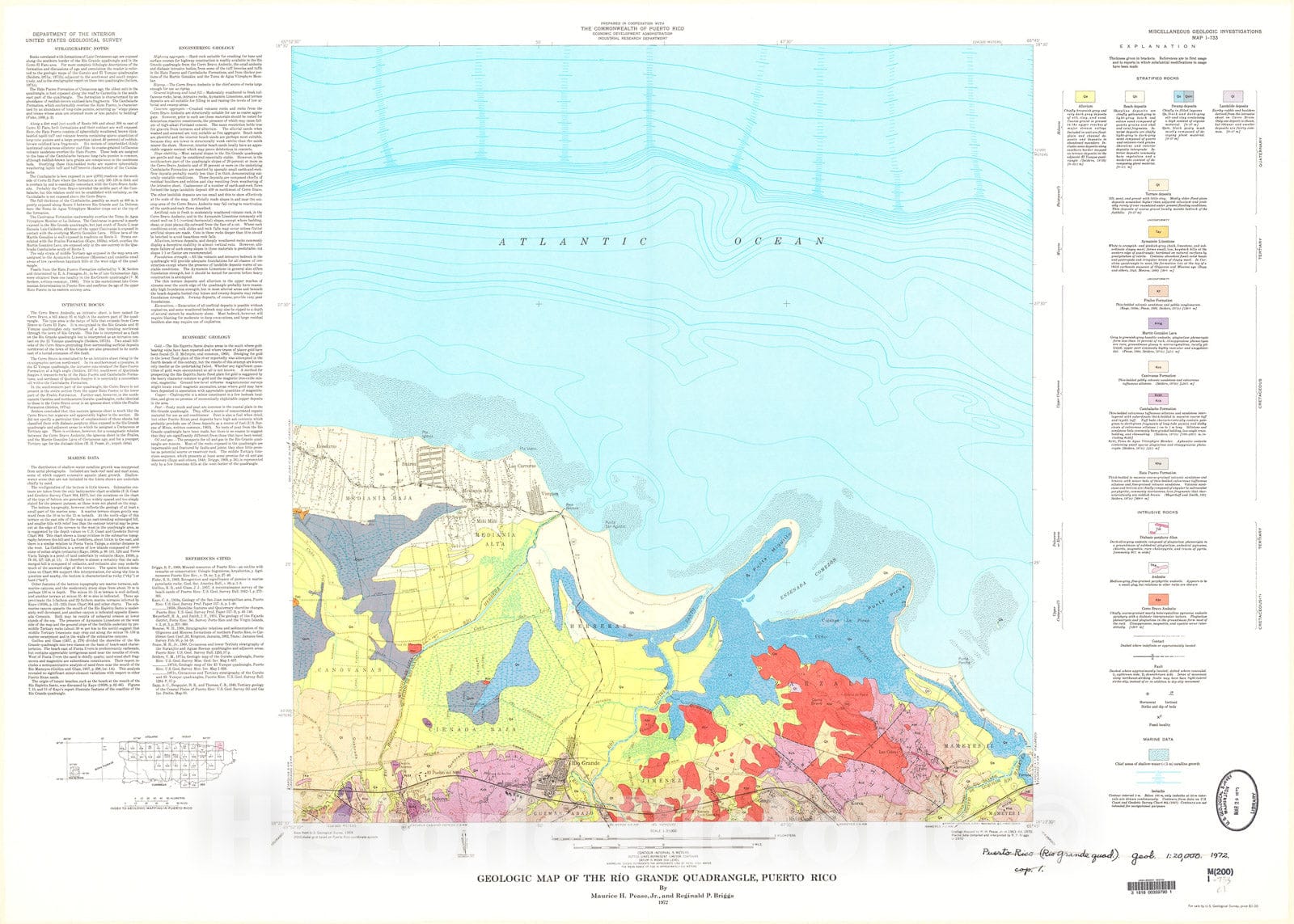 Map : Geologic map of the Rio Grande quadrangle, Puerto Rico, 1972 Car ...