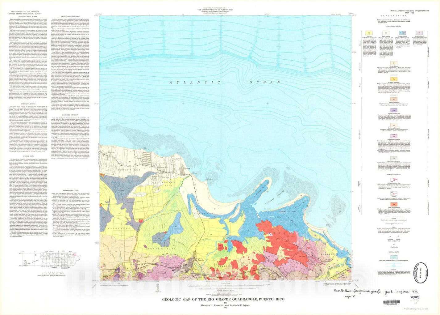 Rio Grande Puerto Rico Geologic Quadrangle Map 1972 – Historic Pictoric